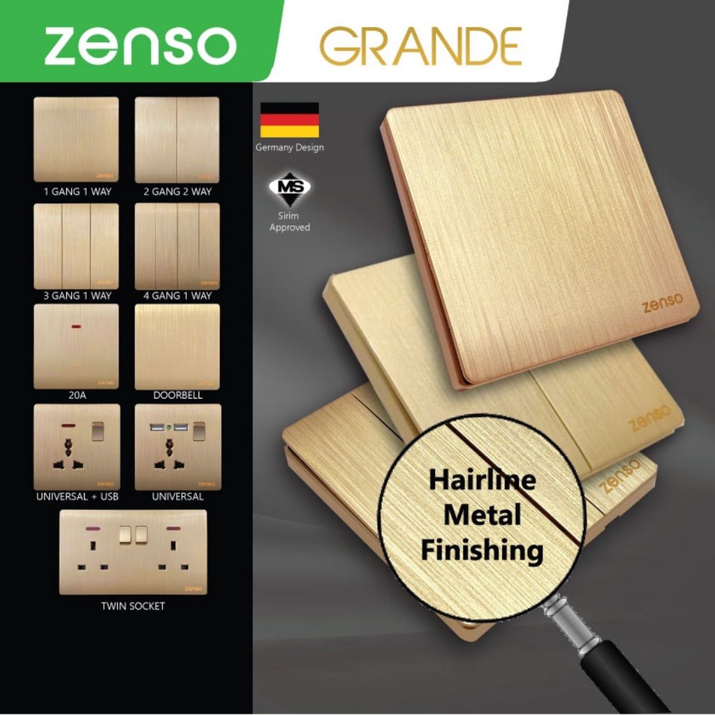 Zenso Switch Zenso Grande Matte Hairline Black/Gold/White Switches ...