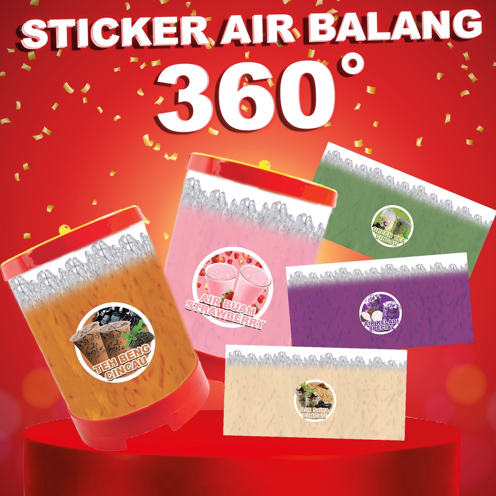 Sticker Air Balang Penuh 360˚ PELBAGAI JENIS AIR |WHITE STICKER PVC ...