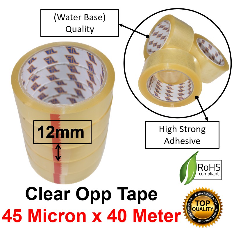 🔥CLEAR OPP TAPE🔥【CFL】12 /18 /24MM 宽度 X 40METERS 长度 LENGTH X 45MIC 厚度 ...