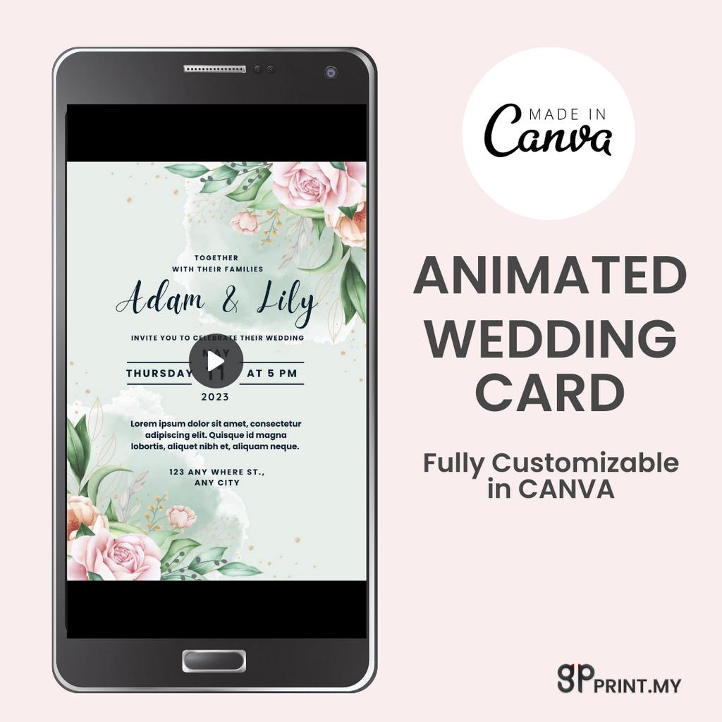 Animated Wedding invitation template, Floral wedding invitation, DIY ...