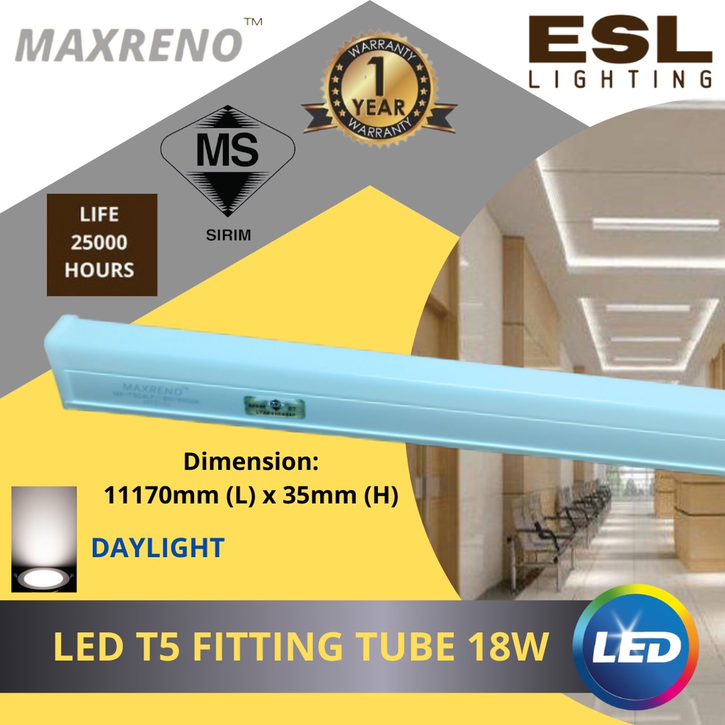 ESL LIGHTING MAXRENO 18Watt LED Tube T5 4Feet 2 PIN Daylight 6500K ...