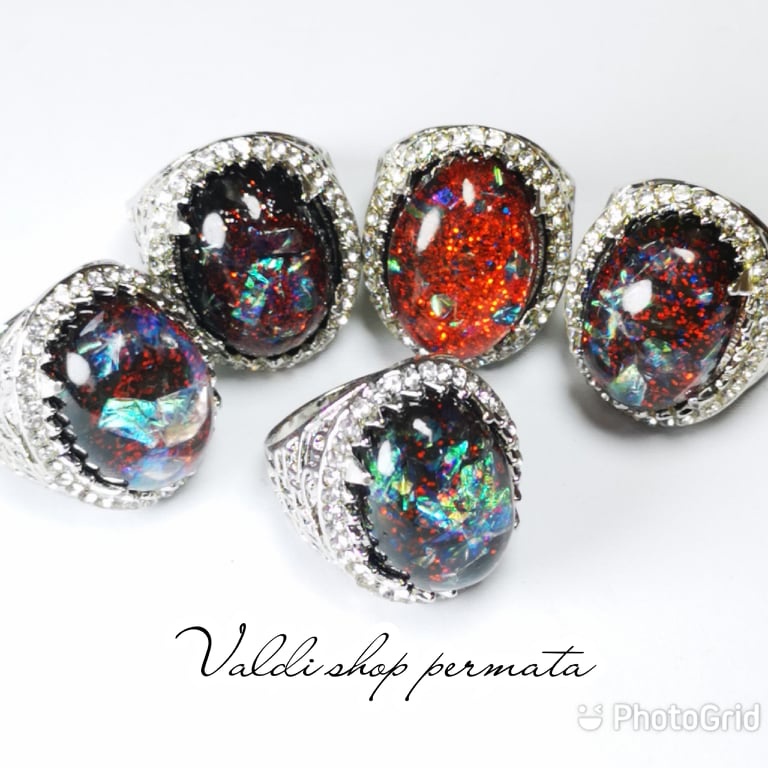 HITAM Kalimaya Black Men's Ring Full Playing Jarong Day Night Agate ...