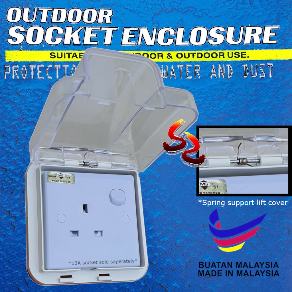 Single Weatherproof 1 Gang Switch Socket Transparent Cover Wet ...