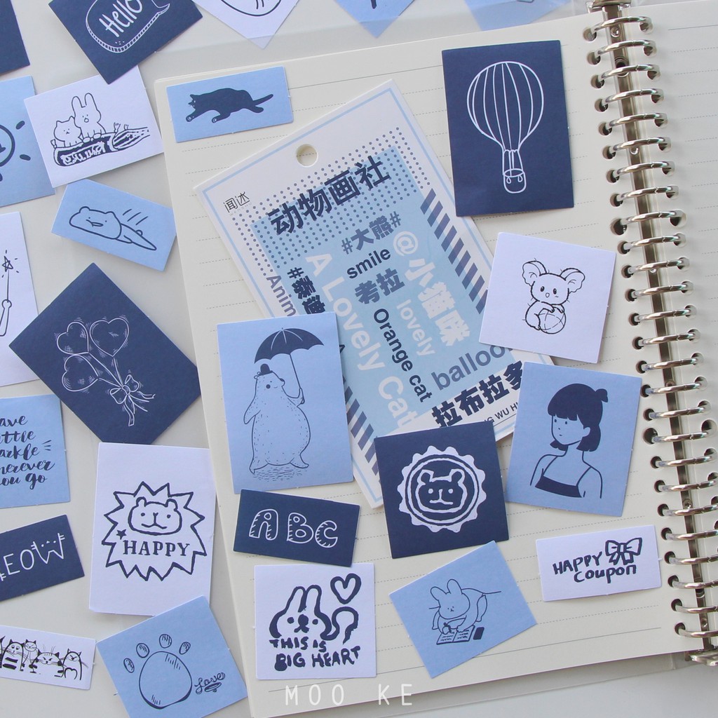 Simple Bujo Paper Sticker Bag Ins Style Girl Animal Scrapbook Planner ...