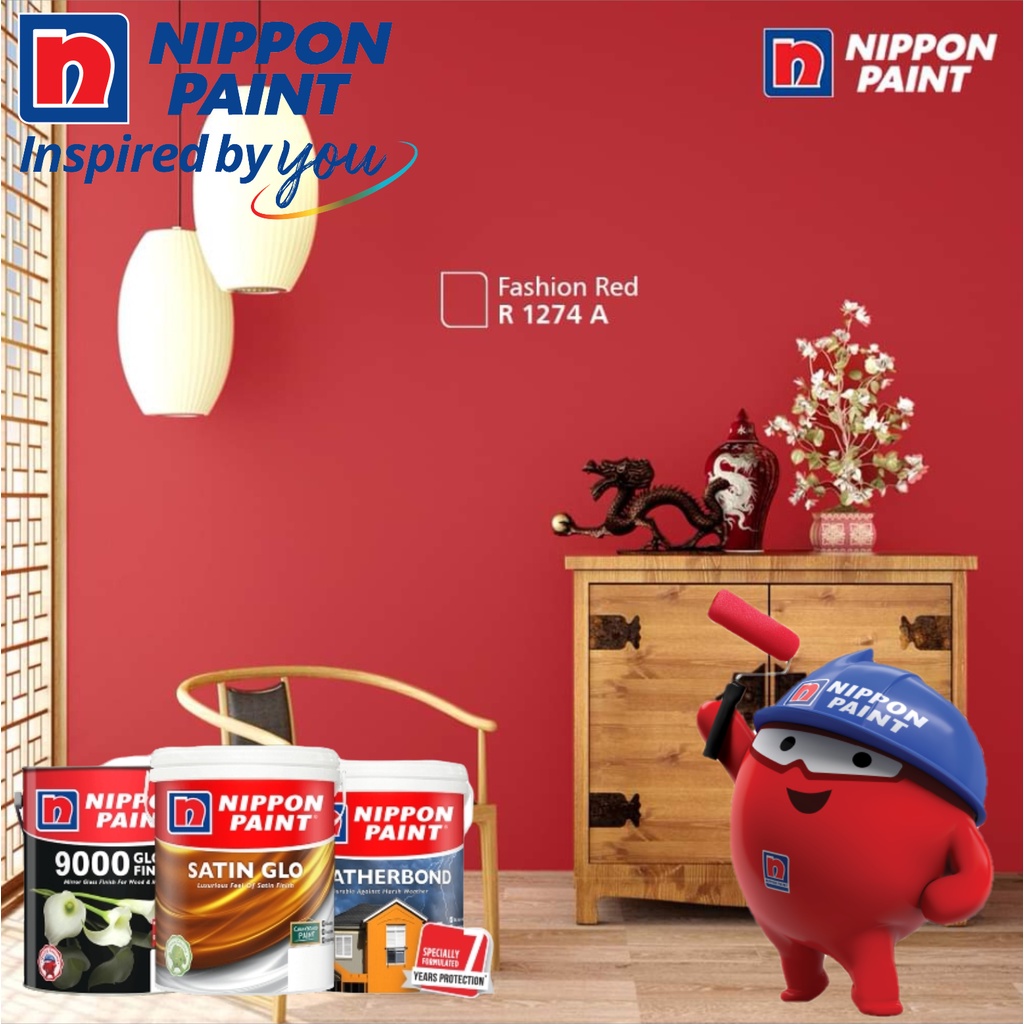 NIPPON 1 LITER R1274A FASHION RED INTERIOR EXTERIOR WALL PAINT/WOOD ...