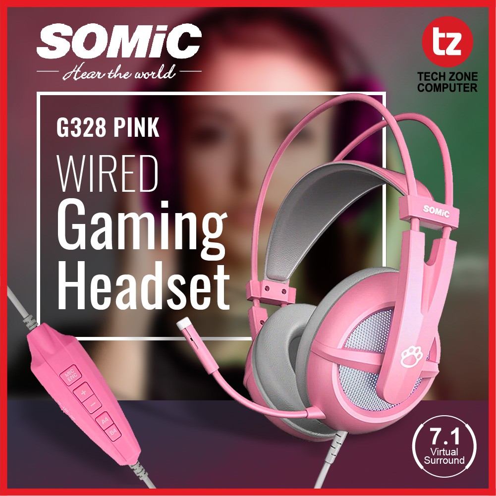 Somic G238 Pink Wired USB Gaming Headset 7.1 Virtual Surround Sound Headphone | Shopee Malaysia