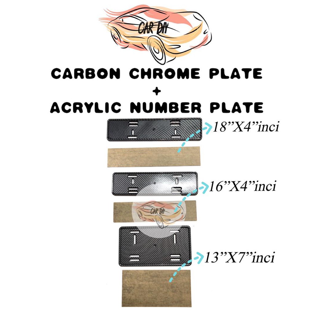 UNIVERSAL CARBON CHROME PLATE + ACRYLIC NUMBER PLATE(READY STOCK ...