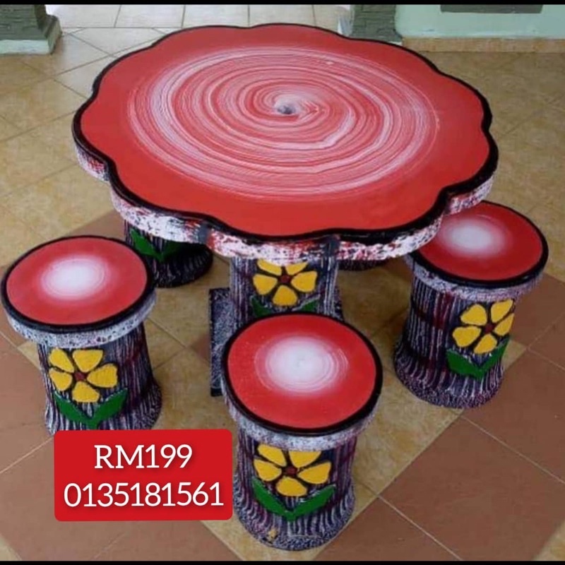 KERUSI MEJA BATU [BYR COD JIMAT WSP 0135181561] SET MEJA BATU BUNGA ...