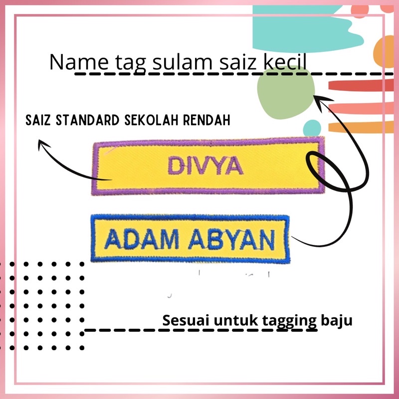 💥Name tag sulam saiz kecil (1 set = 6 kpg) | Shopee Malaysia