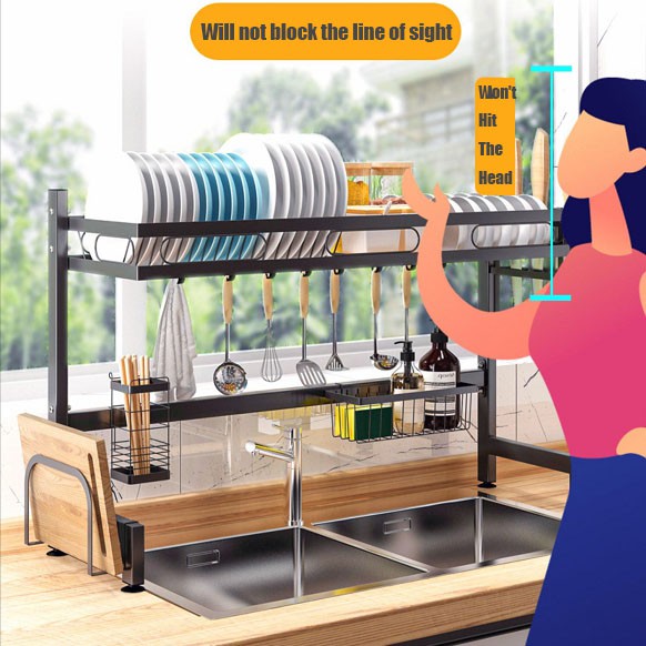 READY STOCK Kitchen Dish Rack Sink Dish Drainer Rack Rak Pinggan Tempat ...