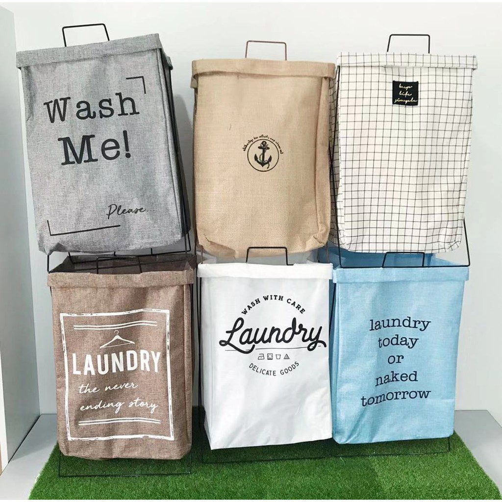 Bakul Dobi Simpanan Baju Dengan Bingkai Besi Boleh Lipat/Foldable Linen ...