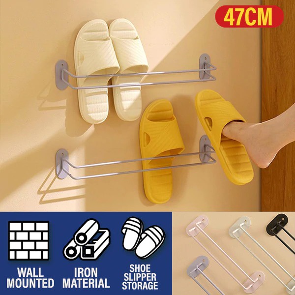 Chiaw77 Wall Mounted Iron Shoe and Slipper Storage Rack / Rak ...