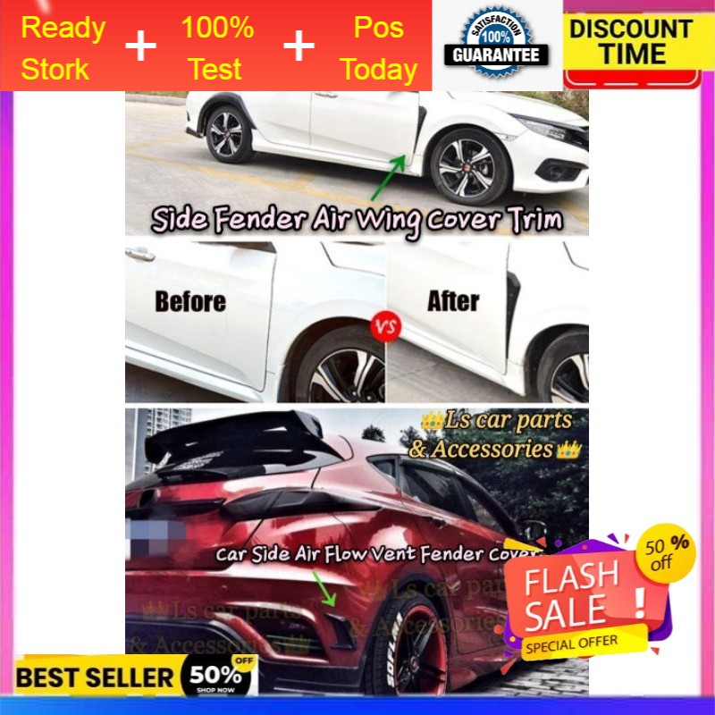 Front Evo Wing Lip Fender Side Vent Cover Air Flow Strip 3M Tape Strip ...