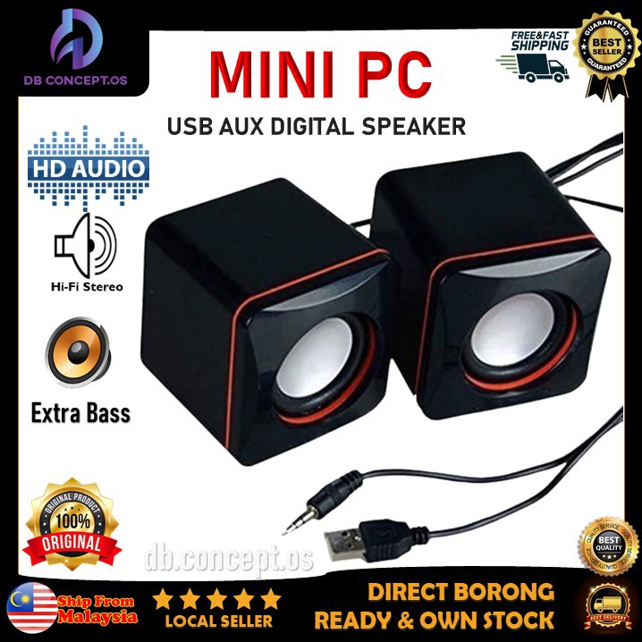 PC MINI Speakers USB Powered Mini Loudspeaker Music Player System Wired ...