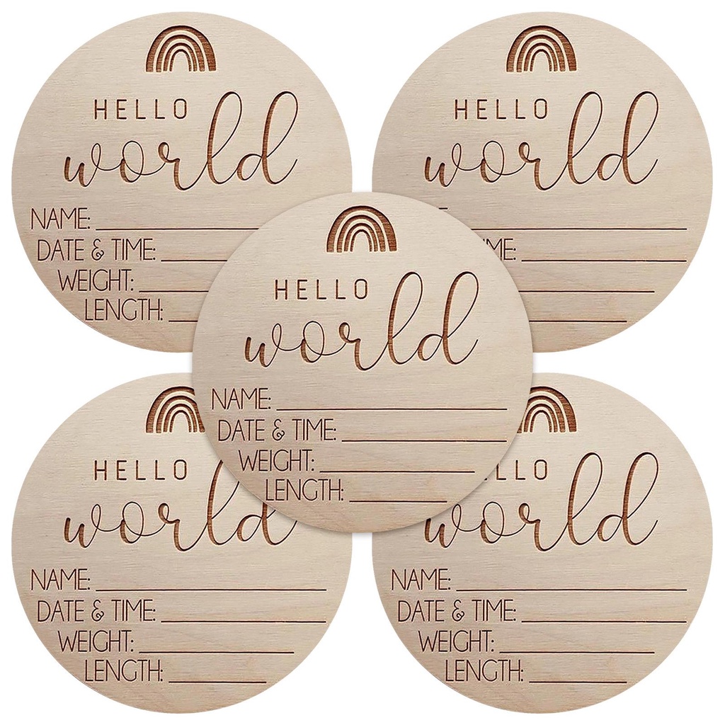 Hello World Newborn Sign 4in Baby Arrival Sign Round Hello World Birth ...