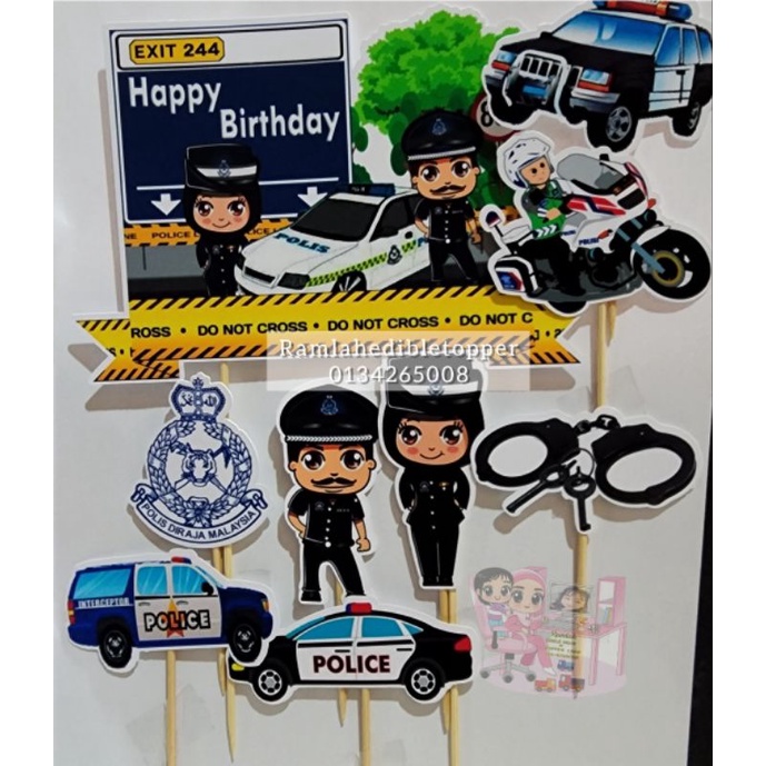 CAKE TOPPER TEMA POLIS | Shopee Malaysia