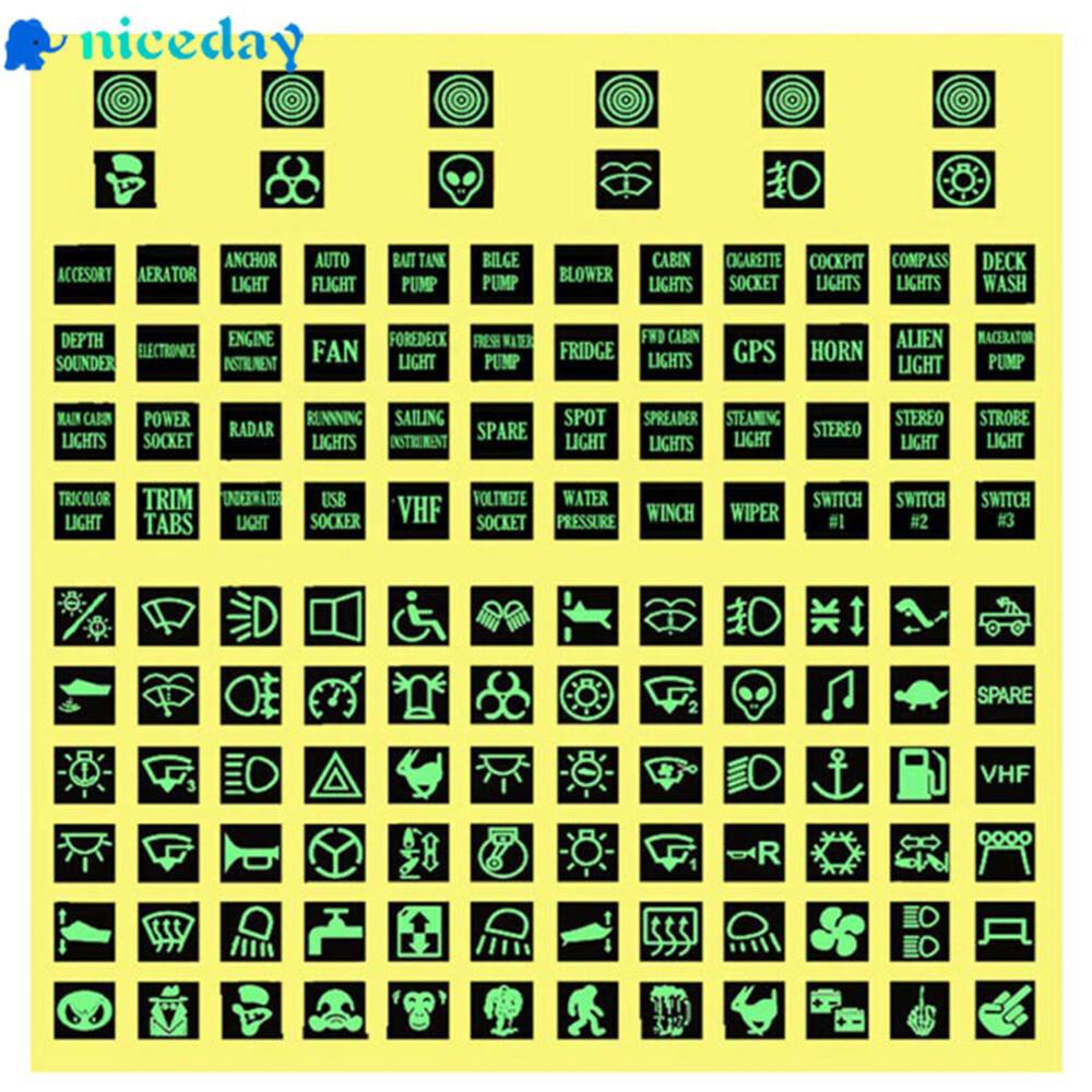 Night Glow Rocker Switch Decal Label Circuit Panel Sticker Car Boat ...