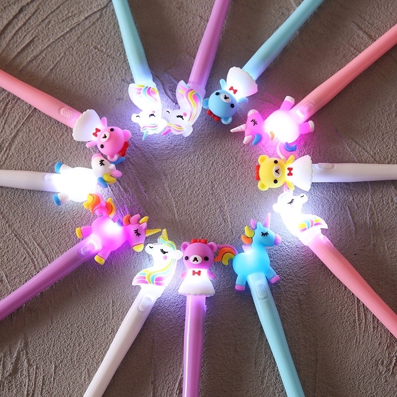 [MIX DESIGN PEN LED LAMPU] Cute Gel Pen Ballpen Kawaii Led Pen Lampu ...