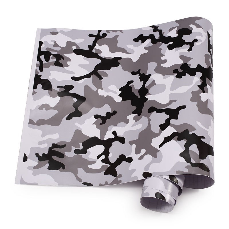 Black White Camo Camouflage Army Military Vinyl PVC Car Sticker Wrap ...