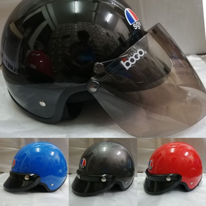SIRIM CERTIFICATE Helmet sgv wings black blue red grey steng HALF visor ...