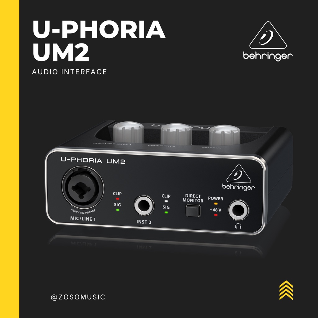 BEHRINGER U-PHORIA UM2 USB AUDIO INTERFACE WITH XENYX MIC PREAMPS (UM 2 ...