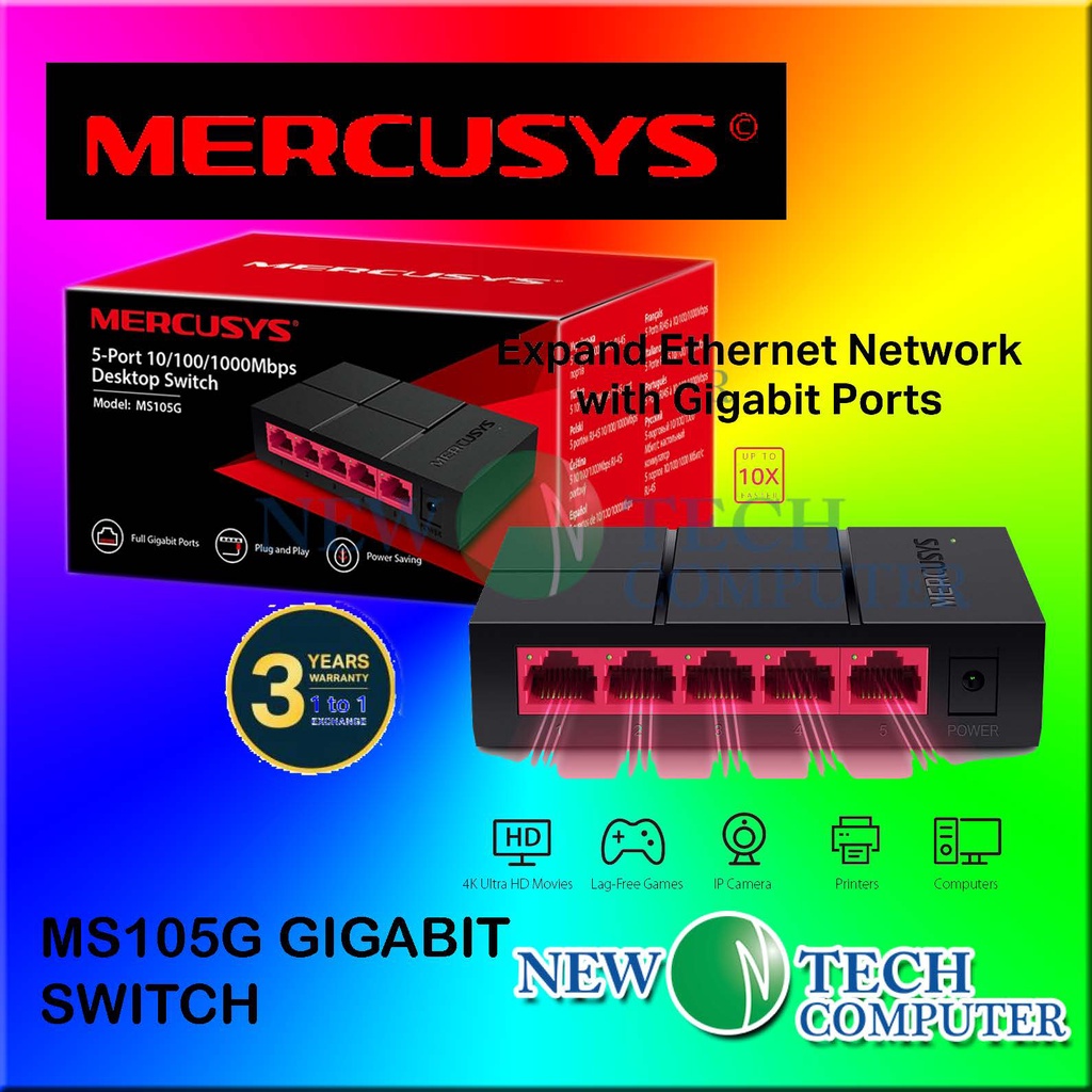 Mercusys MS105G 5 PORT / MS108G PORT GIGABIT 10/100/1000Mbps Desktop ...