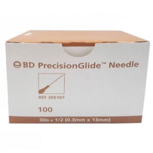 BD PRECISIONGLIDE NEEDLE 30G x 1/2" (0.3MM x 13MM) 100'S (EXP:12/2028 ...