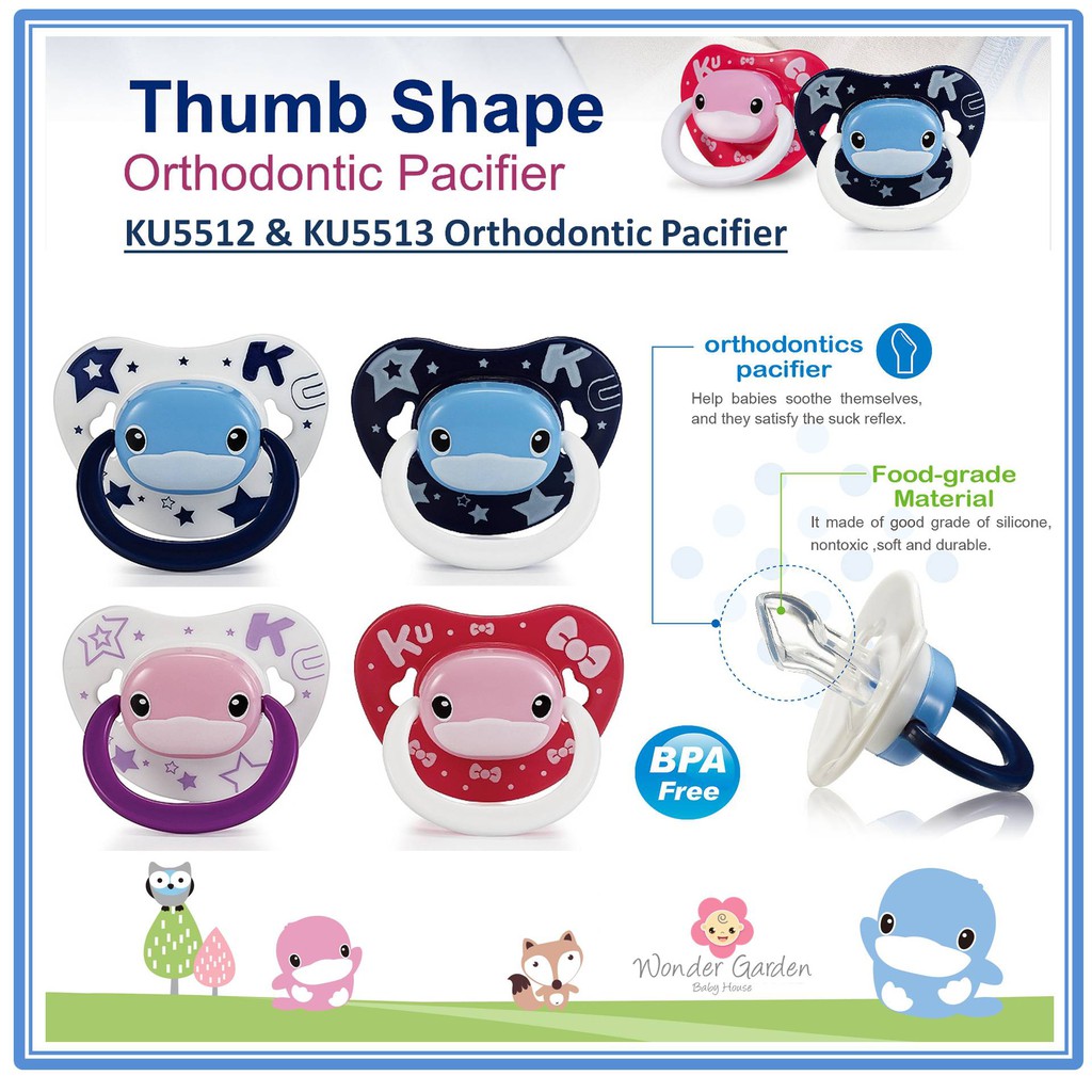 Kuku Duckbill Thumb Shape Orthodontic Pacifier (Puting Baby | KU5512 ...