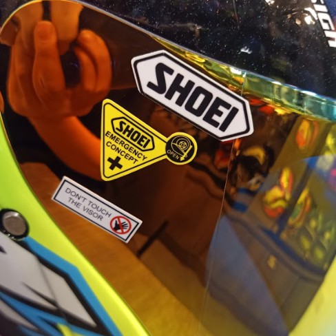 SHOEI VISOR STICKER HELMET EMERGENCY CONCEPT SAFETY CONCEPT TRIANGLE DO ...