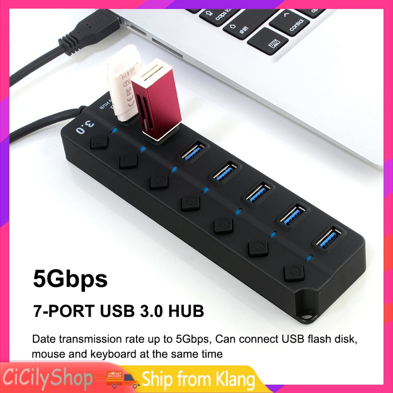 7Ports/4 Ports USB 3.0 HUB with Power Charging and Switch Multiple USB ...