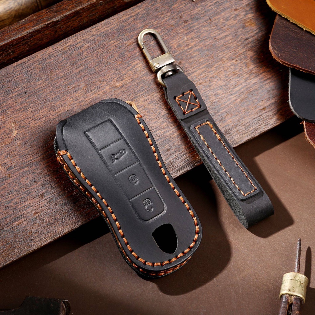 Luxury Leather Car Key Cover Case Fob Keychain Holder for Porsche Macan ...
