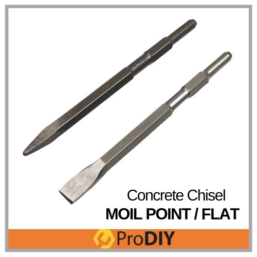 17MM X 260MM Heavy Duty Concrete Chisel - Hex Shank ( Flat / Moil Point ...