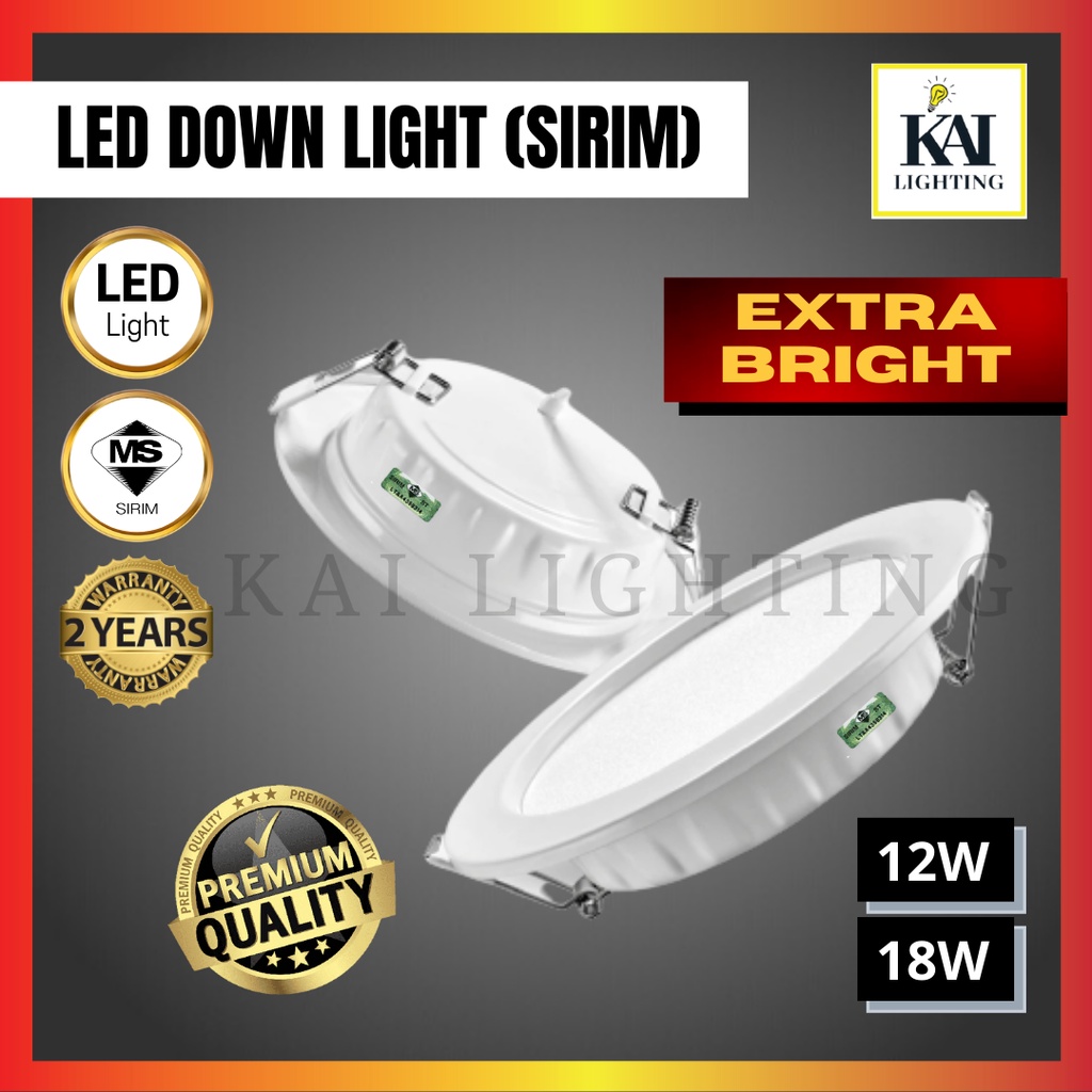 [Sirim & High Quality] LED Downlight 12W 18W Round 4" 6'' Recessed ...