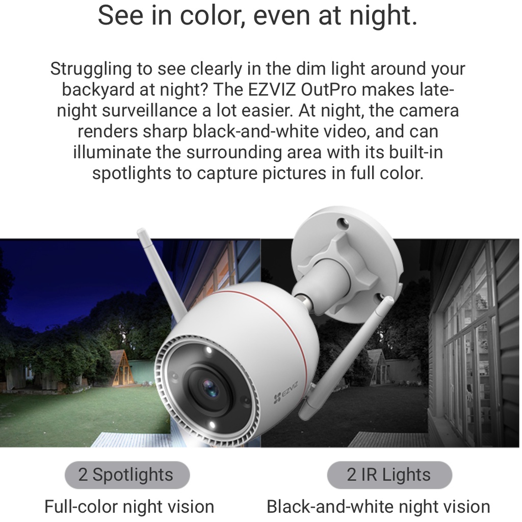 Ezviz OutPro C3TN 3MP 2K / C3TN Clor 2MP Outdoor / Indoor Weatherproof ...