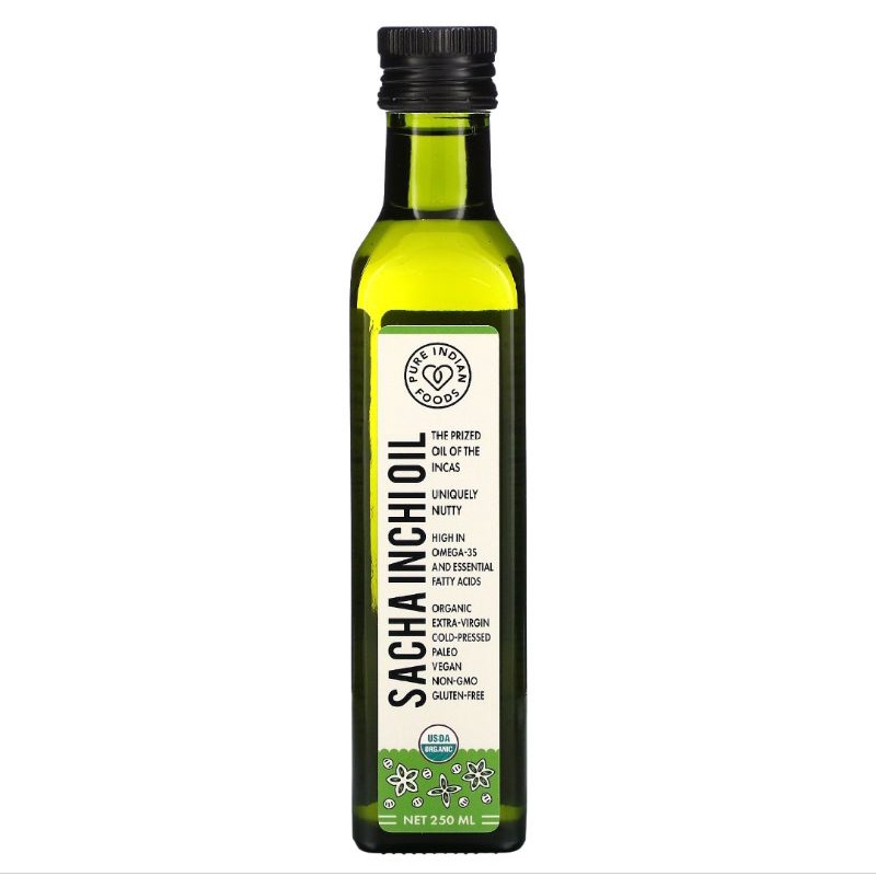 Pure Indian Foods, Organic Cold Pressed Extra-Virgin Sacha Inchi Oil ...