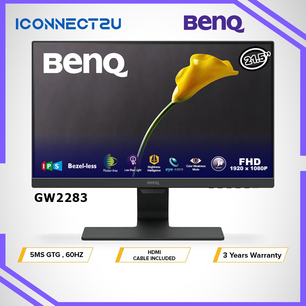 BenQ 21.5" GW2283 60Hz 5MS Eye-care Stylish IPS LED Monitor | Shopee ...