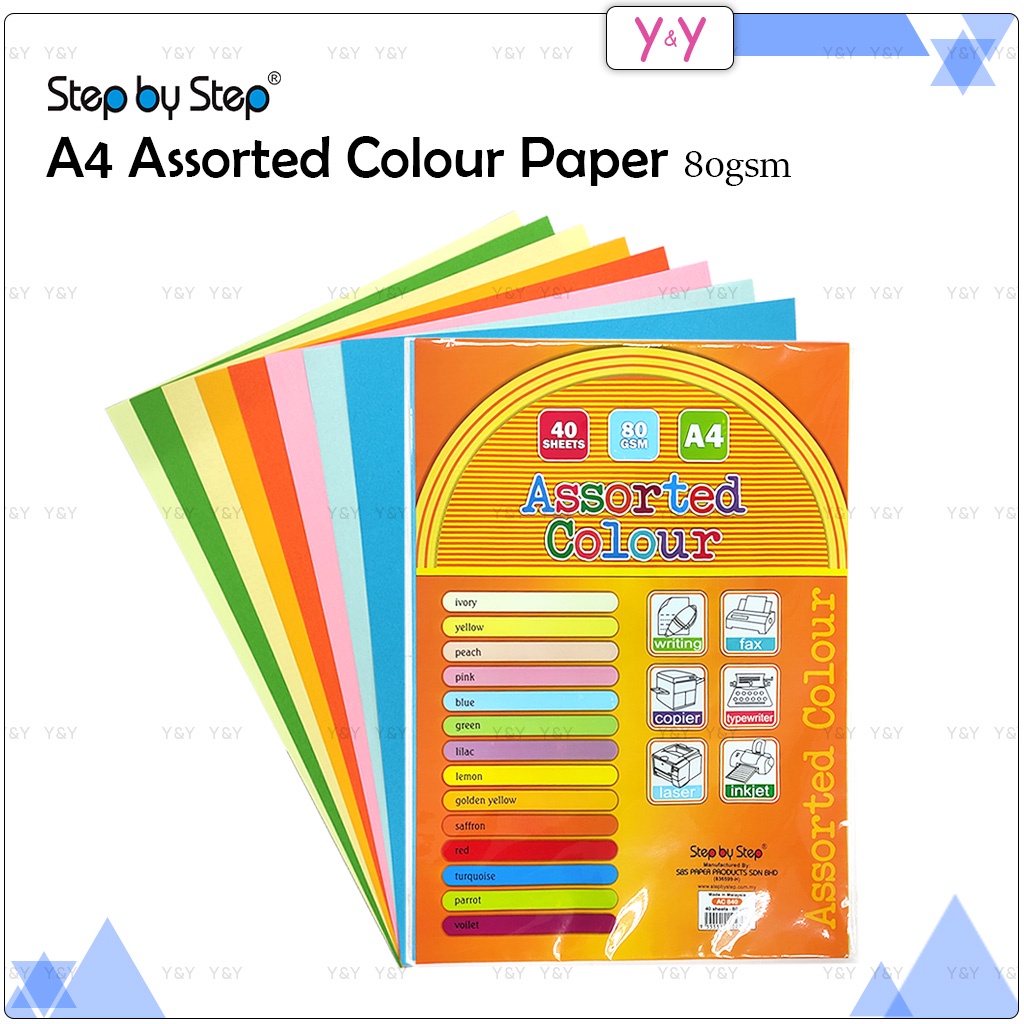 Step by Step A4 80gsm Assorted Colour Paper / SBS Mix Colour Paper ...