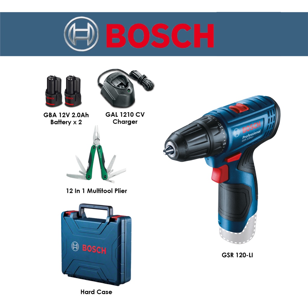 BOSCH GSR 120-LI Professional Cordless Drill Driver Bateri Drill GSR120 ...