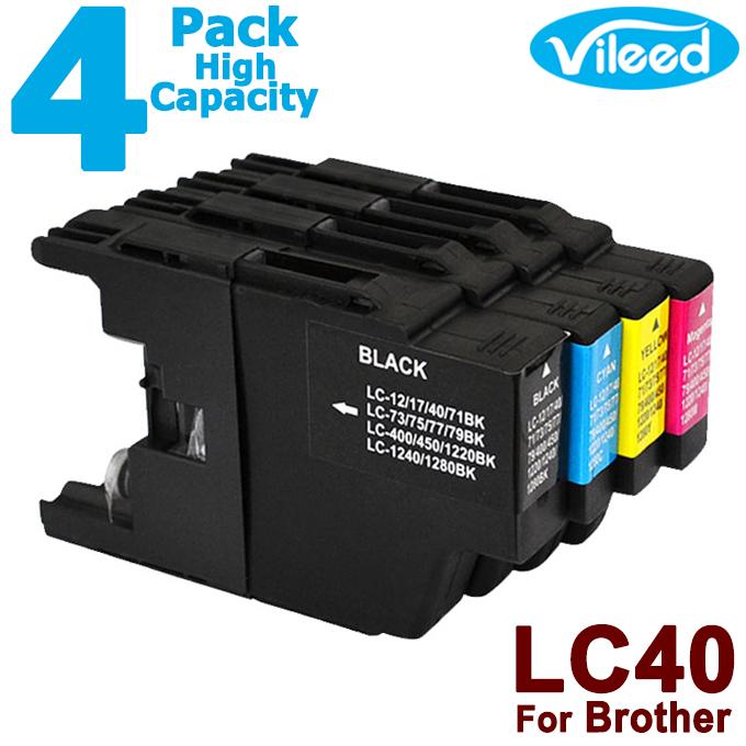 4-pack Lc40 Bk C M Y full set of print cartridges for Brother Mfc ...