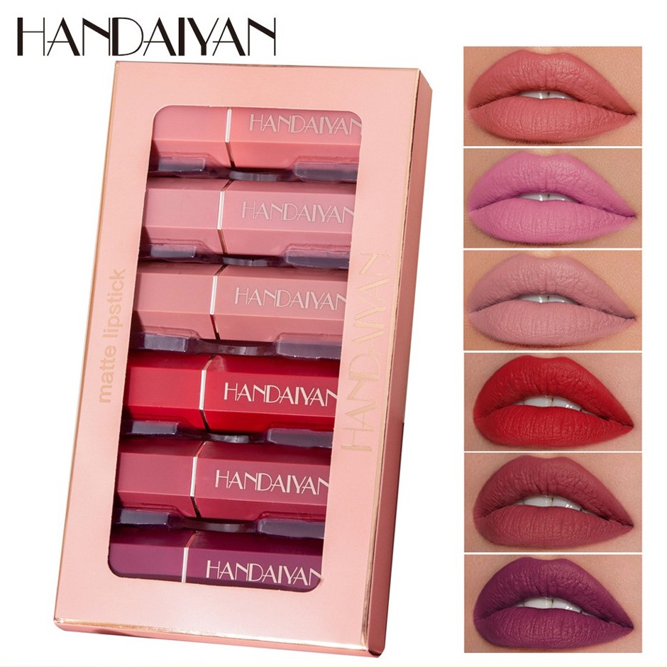 HANDAIYAN 6 Color Matte Lipstick Set Lipstik Waterproof Long Lasting ...