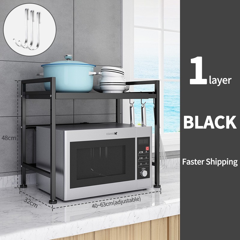 Microwave Rack Oven Rack Kitchen Rack Stainless Steel Storage Rack Rak ...