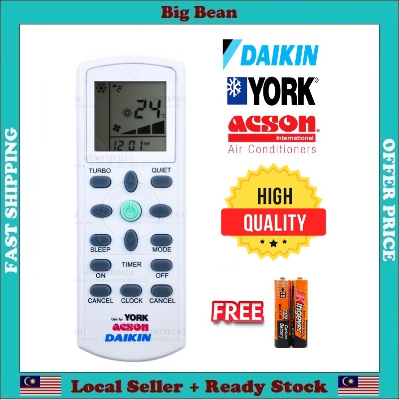 Air Conditioner Remote Control [FREE BATTERY] Quality Remote Aircond ...