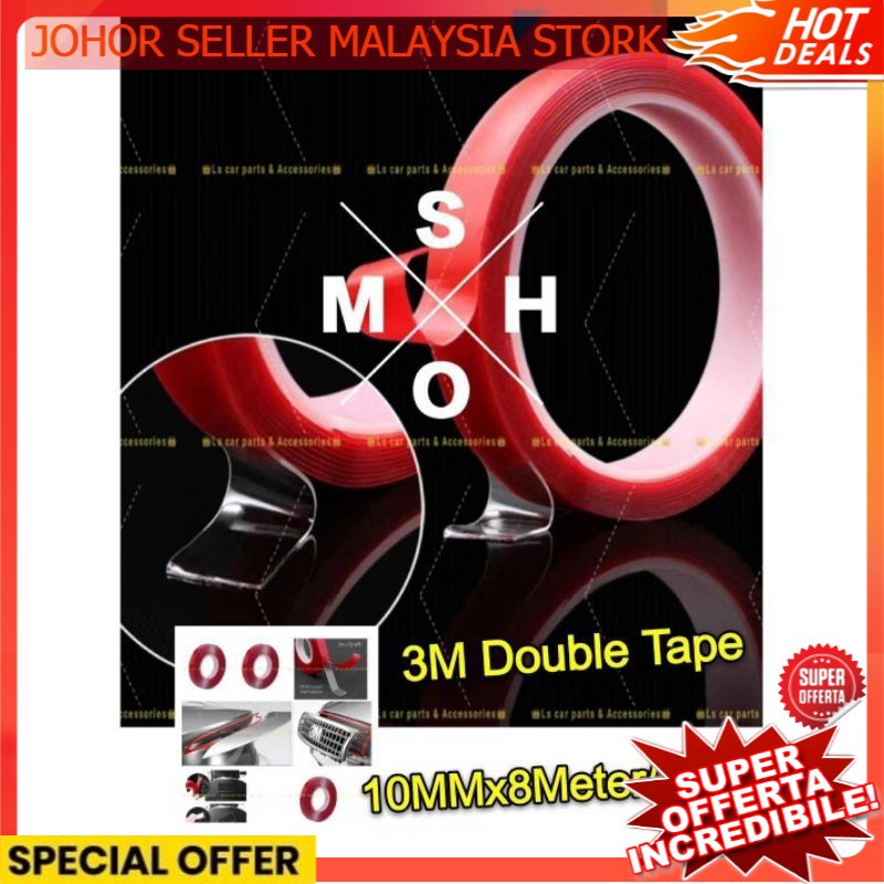 Transparent 3M Meter Sided Adhesive Sticky Kuat Double Tape Super ...