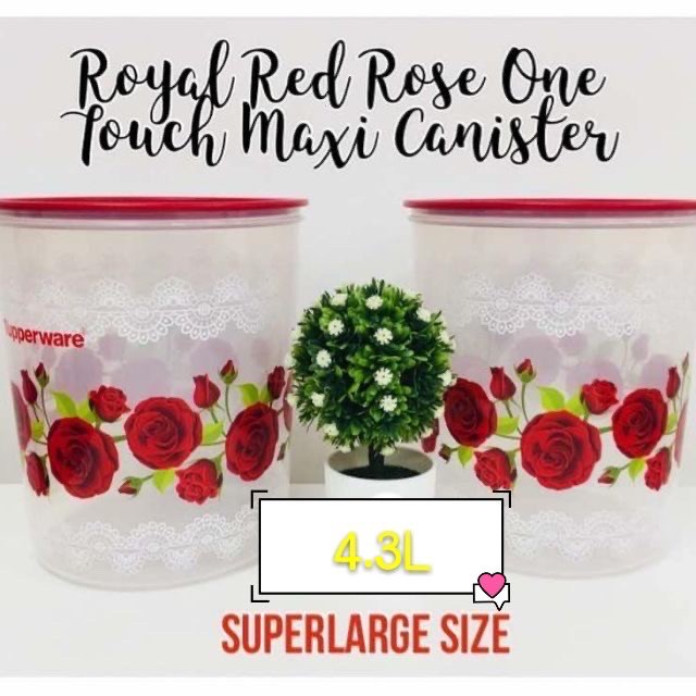 Royal Red Rose One Touch Maxi Canister Tupperware | Shopee Malaysia