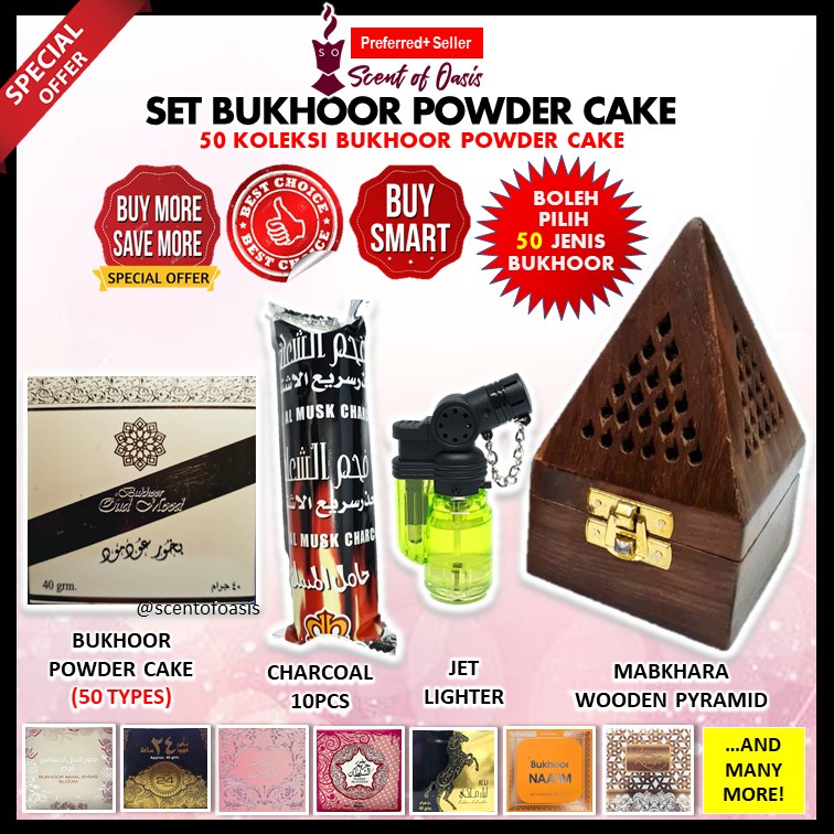 SET BUKHOOR POWDER CAKE - boleh pilih 50 jenis bukhoor bakhoor oud oudh ...