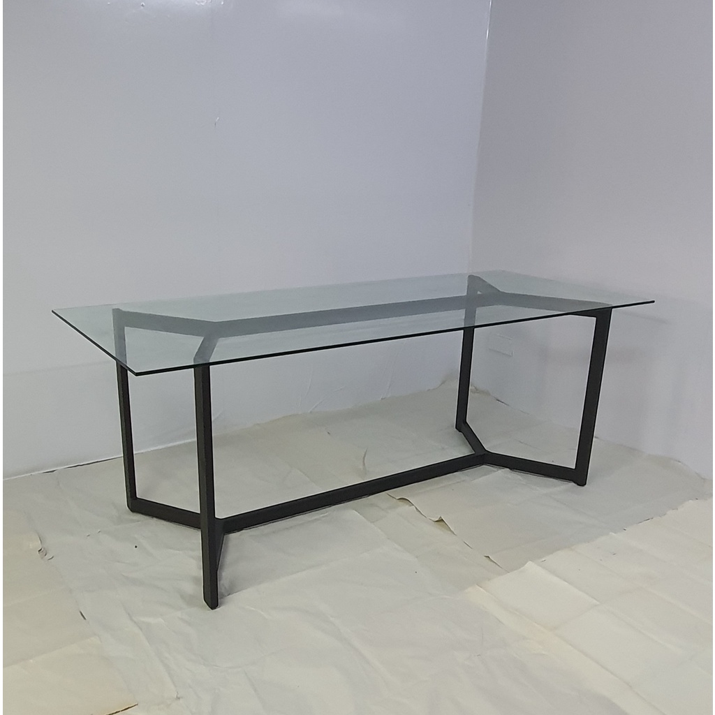 Wahaha Customized Pentagon Shapes Tempered Glass Top Dining Table/ Buatan Atas Tempered Glass ...