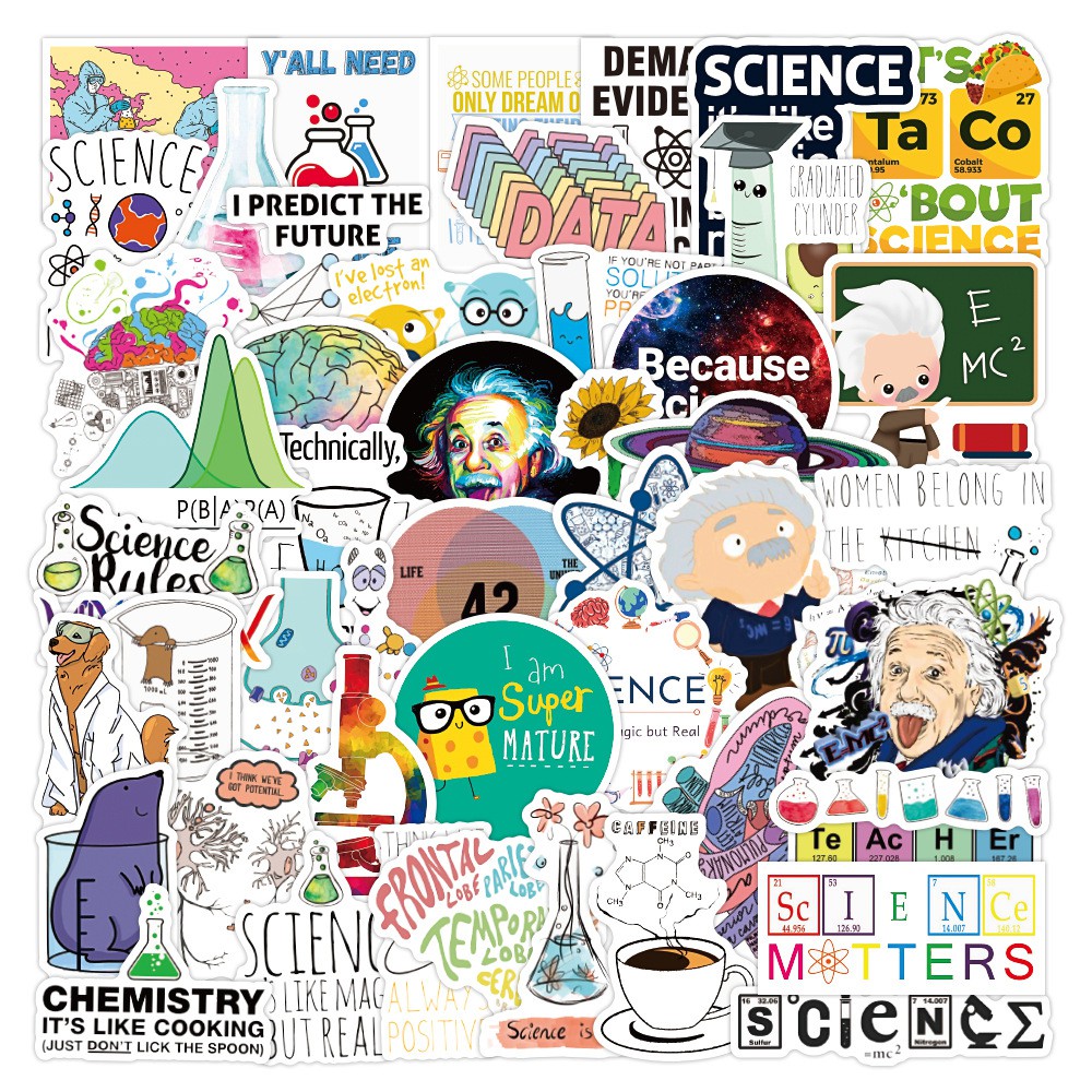 50pcs Chemistry Science Sticker Graffiti Sticker Waterproof Vinyl Cute ...