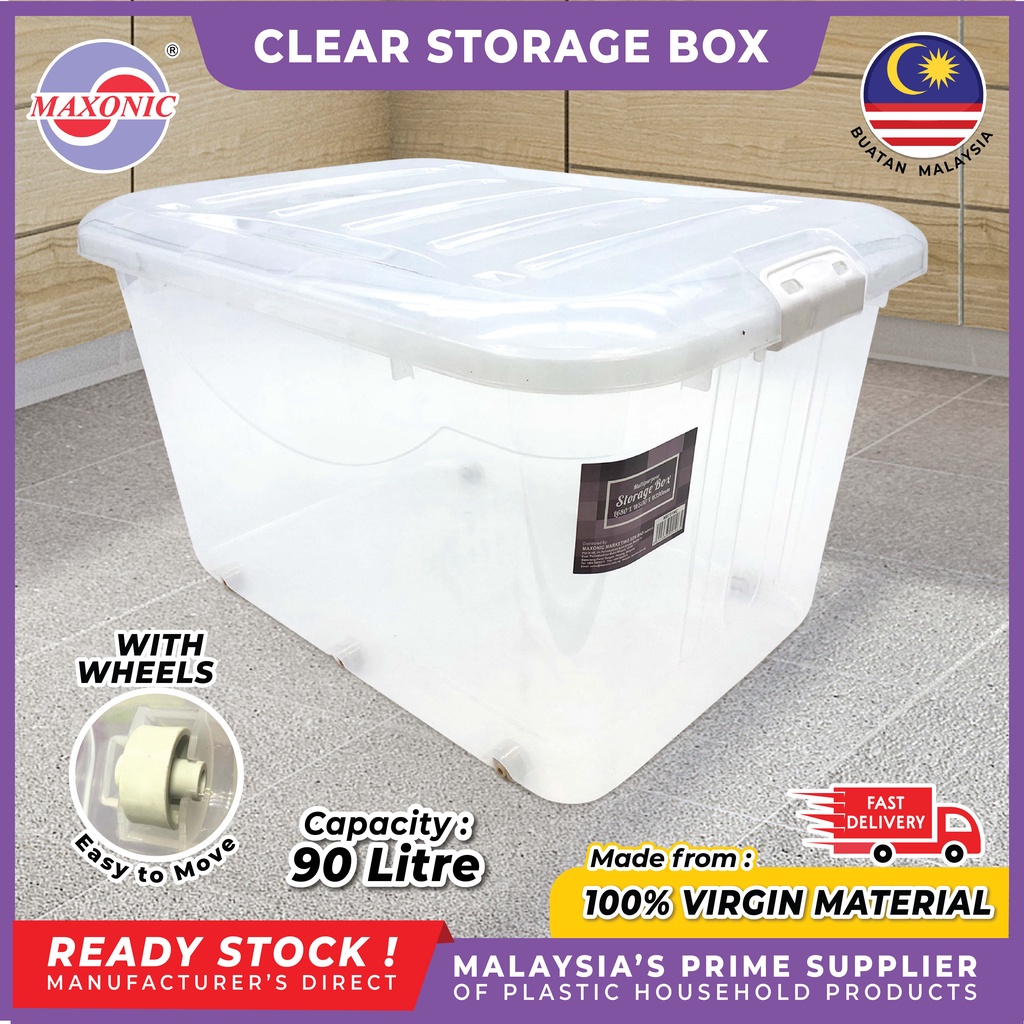 MAXONIC 90 L MULTIPURPOSE STORAGE BOX WITH 6 WHEELS | HOME ORGANISER ...