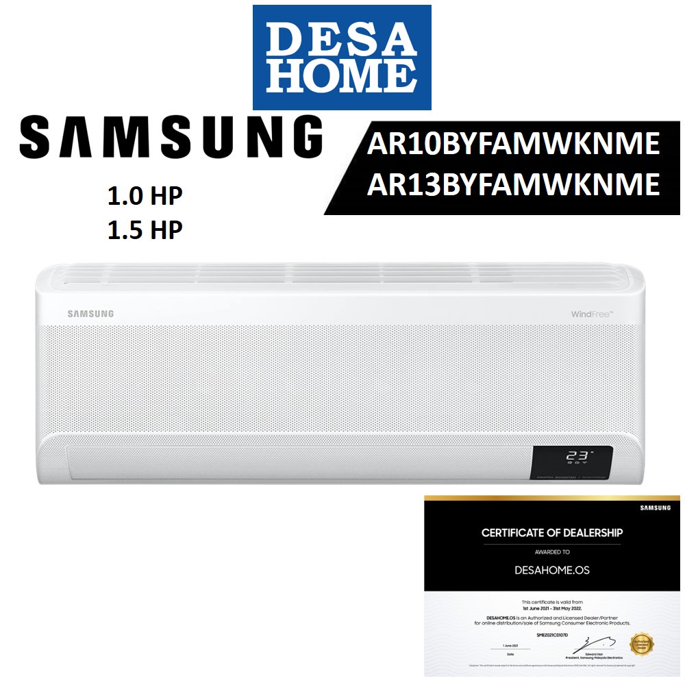 Samsung Inverter Wind-Free Deluxe Air COND (1.0HP/1.5HP) AR10BYFAMWKNME ...