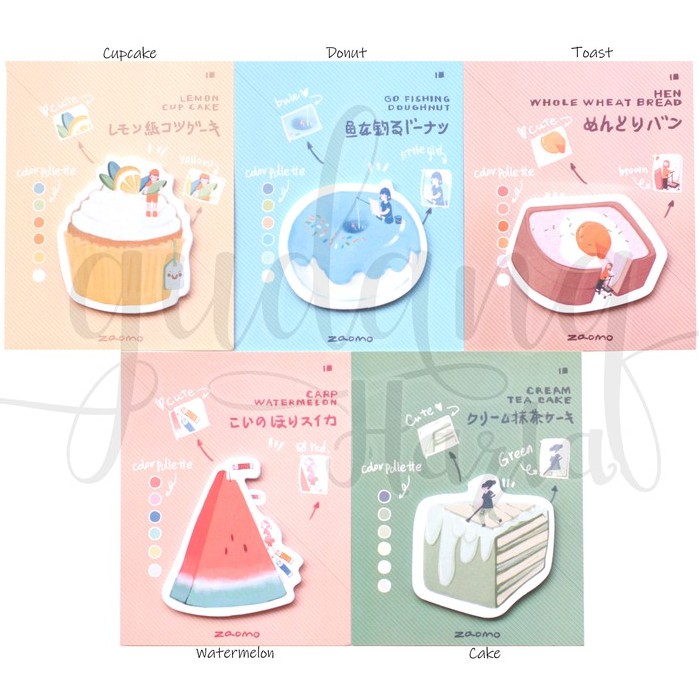 Sticky Notes Food and Mini Figure Donut Cupcake Watermelon Toast Cake ...